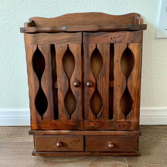 Storage & Organization | Vintage Wooden Spice Rack Cabinet Wall Mount ...